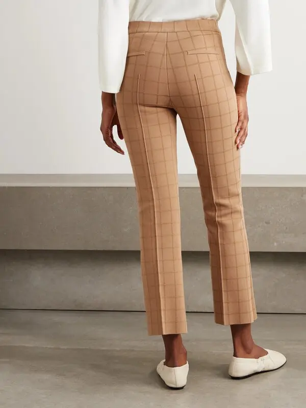 HIGH SPORT Kick Checked Stretch-knit Flared Cropped Pants