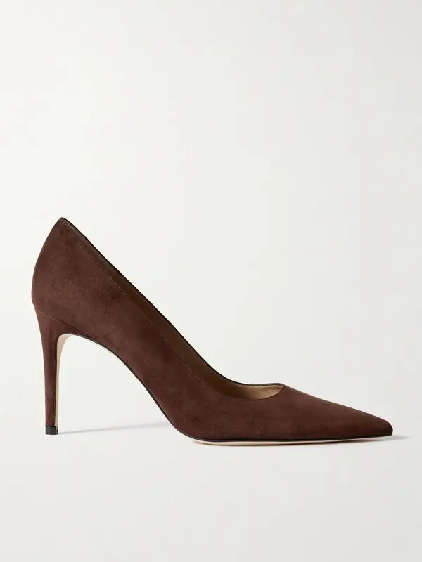 STUART WEITZMAN Suede Pointed Toe Stiletto Pumps