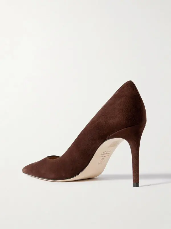STUART WEITZMAN Suede Pointed Toe Stiletto Pumps
