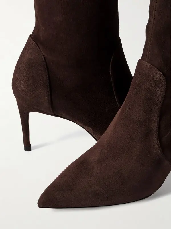 STUART WEITZMAN Suede Pointed Toe Ankle Boots - Brown