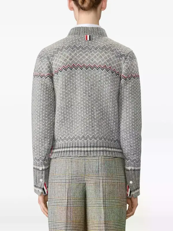 Thom Browne Fair Isle Knit Cardigan - Grey