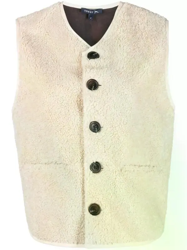 Soeur Faux Shearling Vest - Neutrals