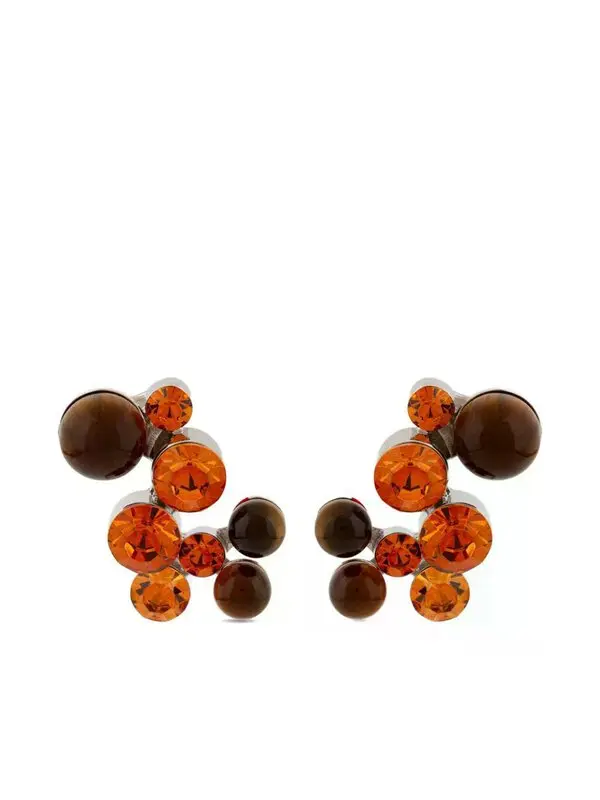 Dries Van Noten Tone Stone Embellished Cluster Earrings - Silver