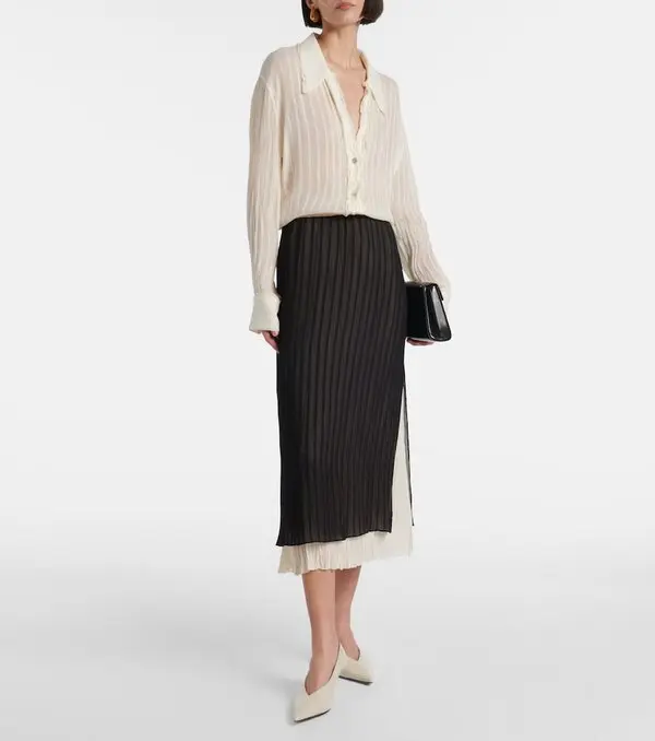 Vince Striped Midi Skirt