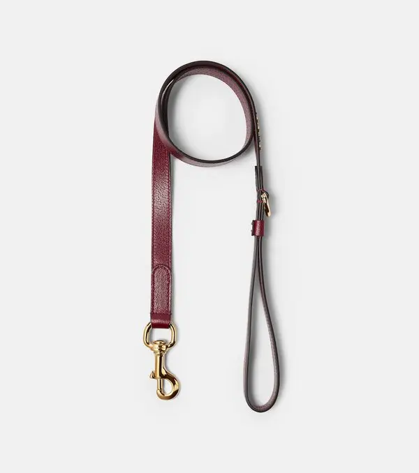 Gucci Leather Dog Leash With Gold Tone Hardware
