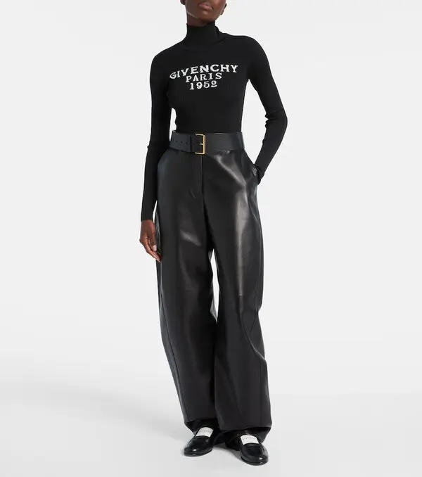 Givenchy High-rise Barrel-leg Leather Trousers