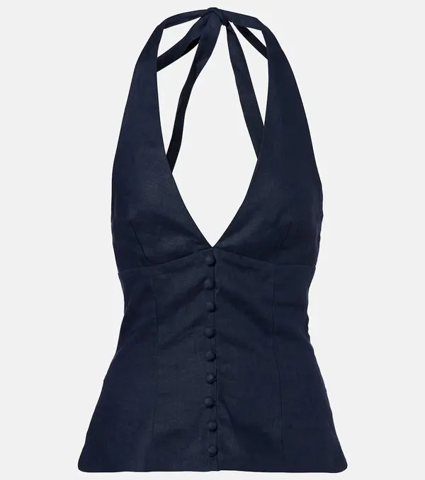 Faithfull The Brand Marie Linen Vest - Blue