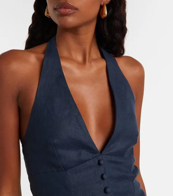 Faithfull The Brand Marie Linen Vest - Blue