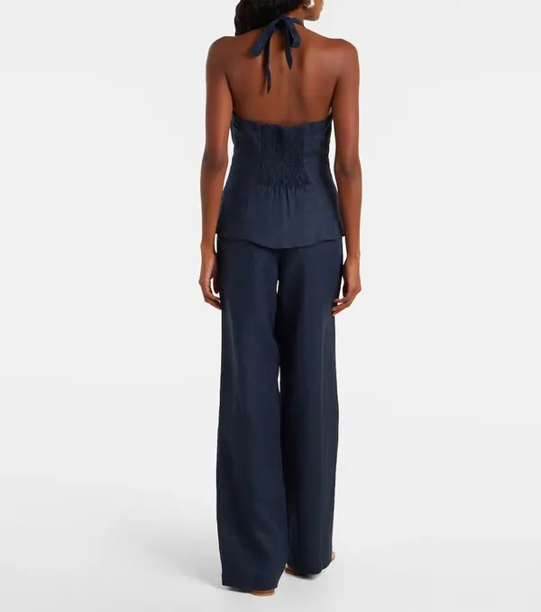 Faithfull The Brand Marie Linen Vest - Blue