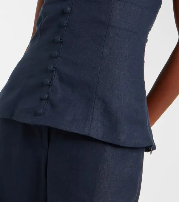 Faithfull The Brand Marie Linen Vest - Blue