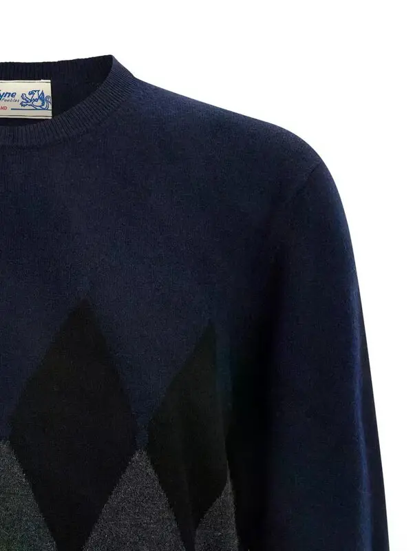 BALLANTYNE Cashmere Argyle Crew Neck Jumper