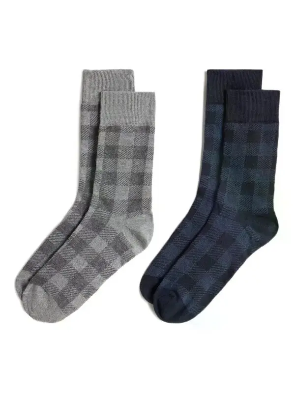 Woolrich Check Pattern Crew Socks - Grey