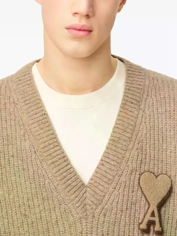 AMI Paris College Wool V-neck Sweater