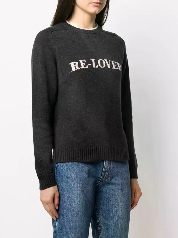 Pringle Of Scotland Recycled Cashmere-wool Blend Jumper With Slogan Detail - Grey