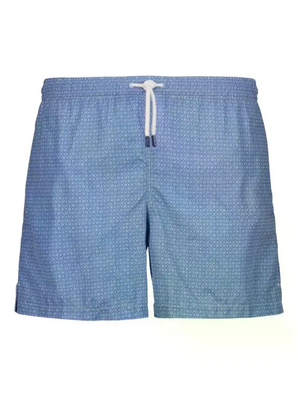 Fedeli Madeira Patterned Swim Shorts - Blue