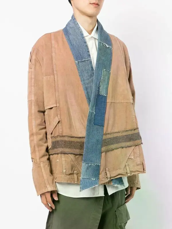 GREG LAUREN Patchwork Denim-trim Jacket