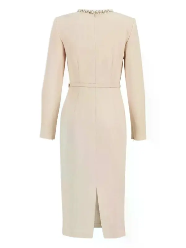 Roland Mouret Embellished Draped Neckline Midi Dress