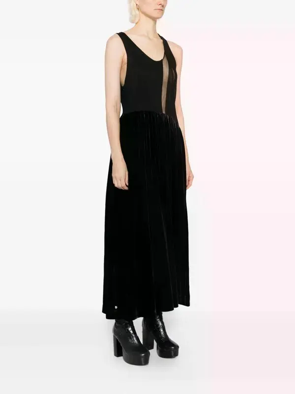 QUETSCHE Sleeveless Panelled Velvet Effect Dress