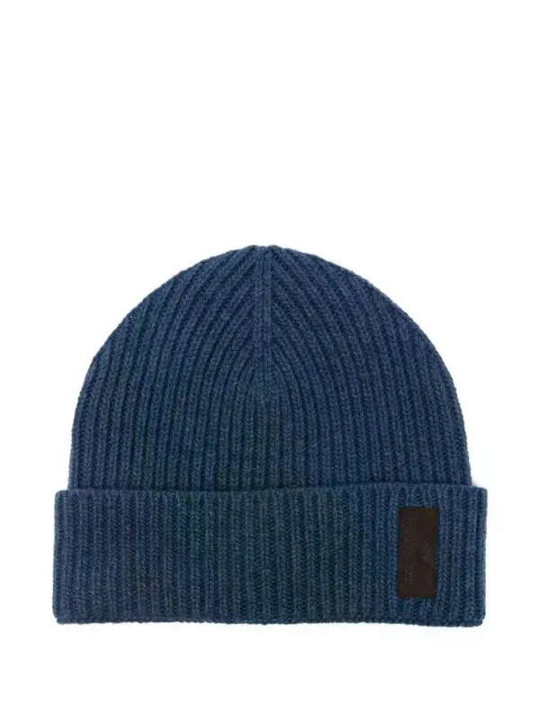 Paul & Shark Ribbed Knit Beanie - Blue
