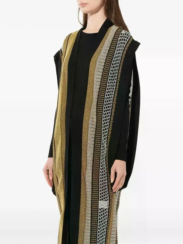 Balmain Sleeveless Knitted Long Cardigan With Drop Armholes