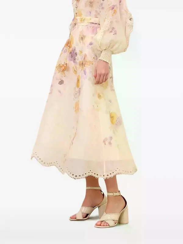 Zimmermann Memento Embroidered Midi Skirt