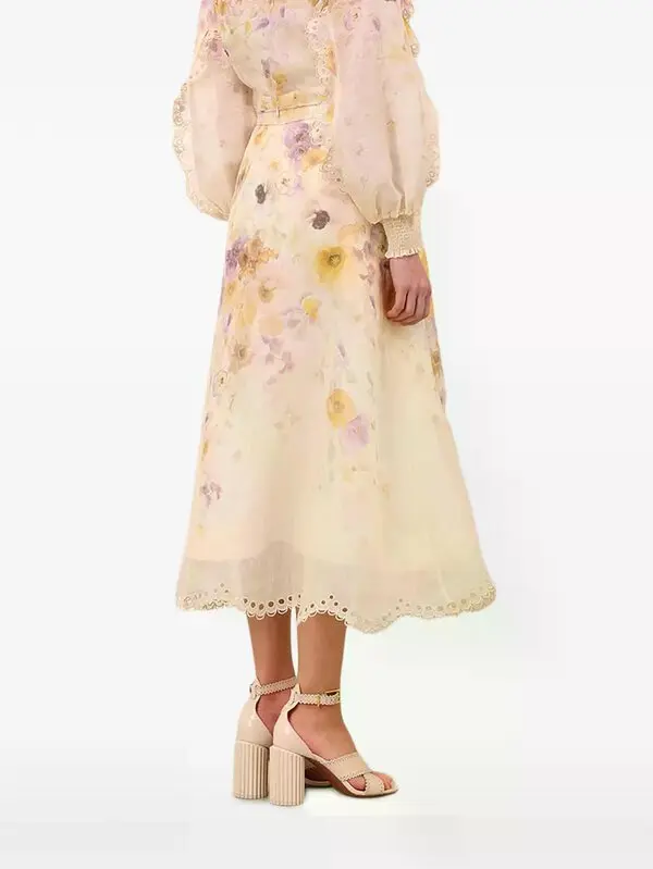 Zimmermann Memento Embroidered Midi Skirt