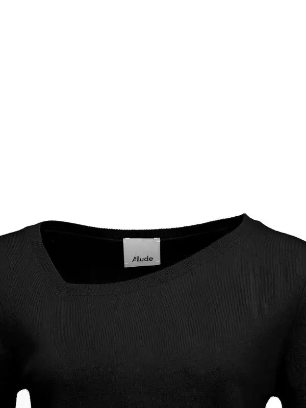 ALLUDE Asymmetric Neck Long Sleeve Sweater
