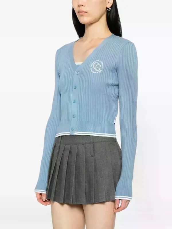 CHOCOOLATE Ribbed Knit Cardigan Set With Embroidered Logo
