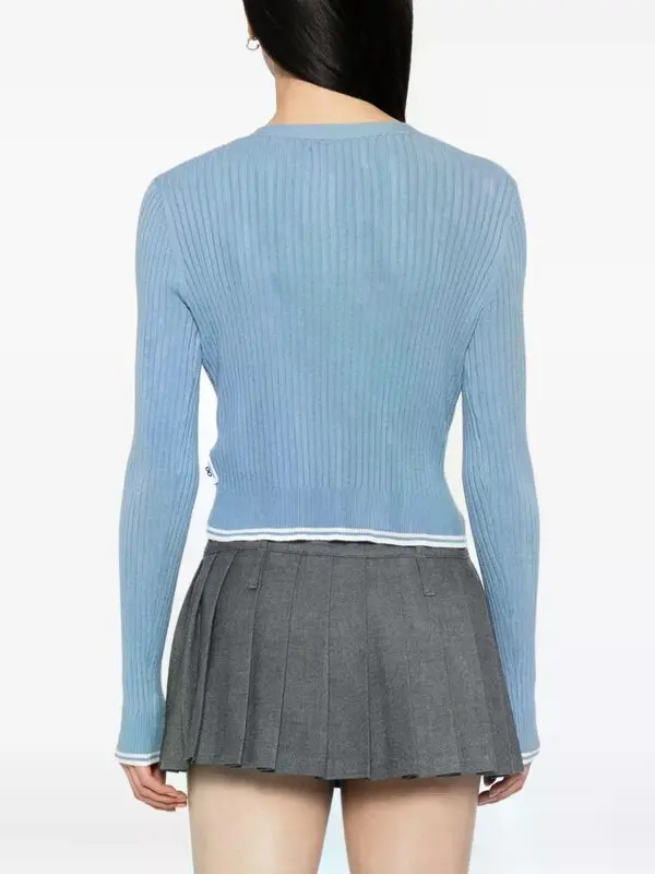 CHOCOOLATE Ribbed Knit Cardigan Set With Embroidered Logo