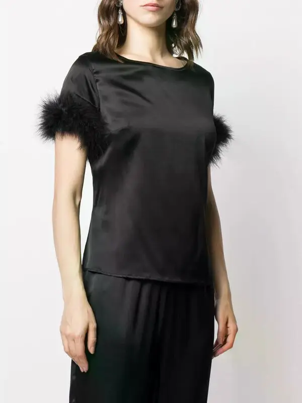 GILDA & PEARL Marabou-trimmed Blouse