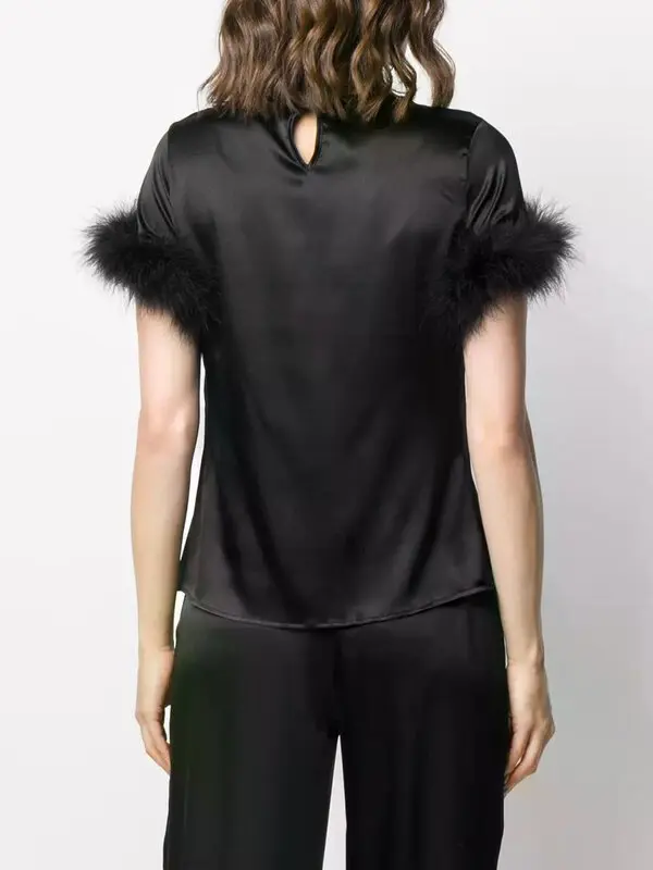 GILDA & PEARL Marabou-trimmed Blouse