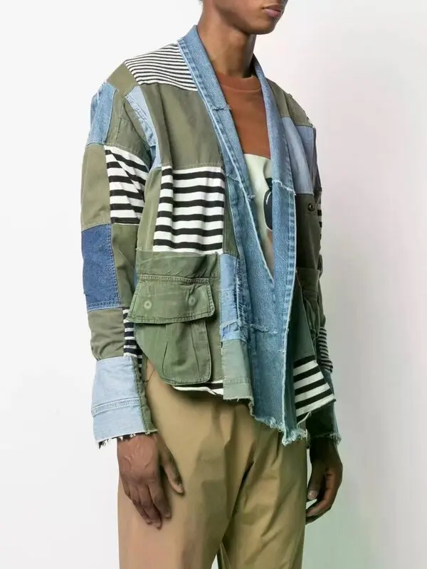 GREG LAUREN Open-front Patchwork Jacket