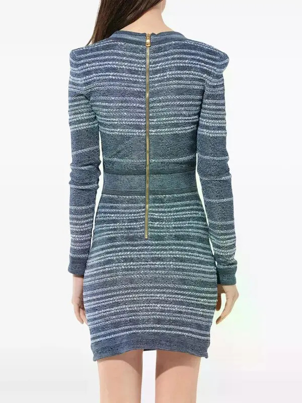 Balmain Fitted Long Sleeve V-neck Dress