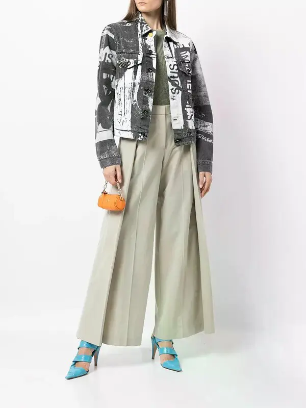 Off-White Wide-leg Trousers With Side Pleats