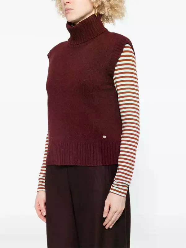 NIU Sleeveless Turtleneck Sweater - Red
