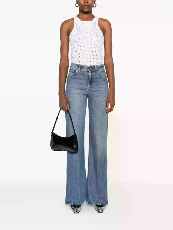 DONDUP Logo Patch Wide-leg Jeans