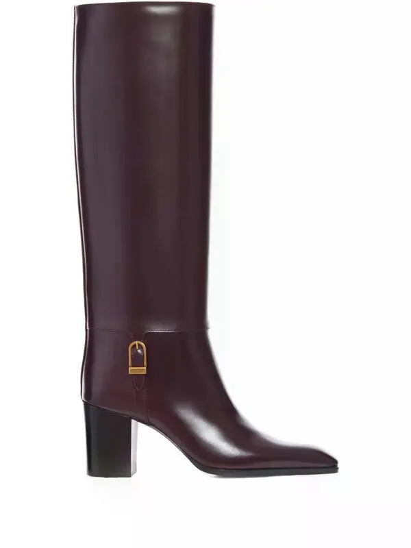 Saint Laurent 70mm Buckle-detail Calf-leather Boots - Brown