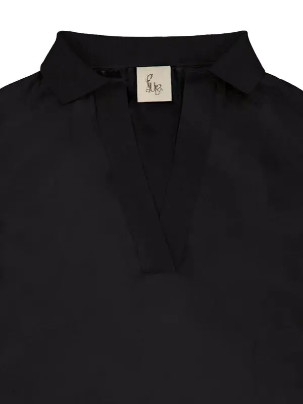PAULA V-neck Long-sleeve Top - Black