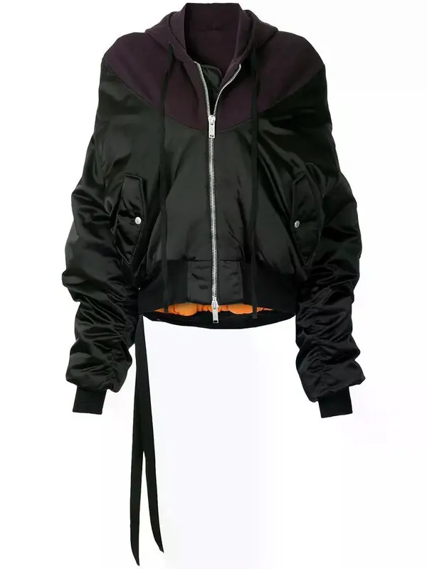 BEN TAVERNITI UNRAVEL PROJECT Oversized Hooded Bomber Jacket - Black