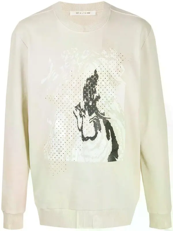 1017 Alyx 9sm Abstract-print Perforated Sweatshirt - Neutrals