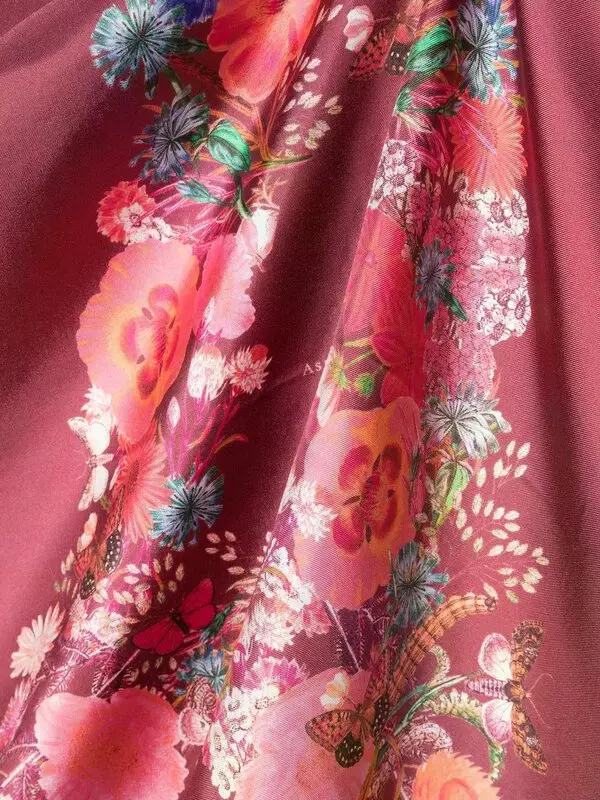 ASPINAL OF LONDON Floral-print Silk Scarf - Red