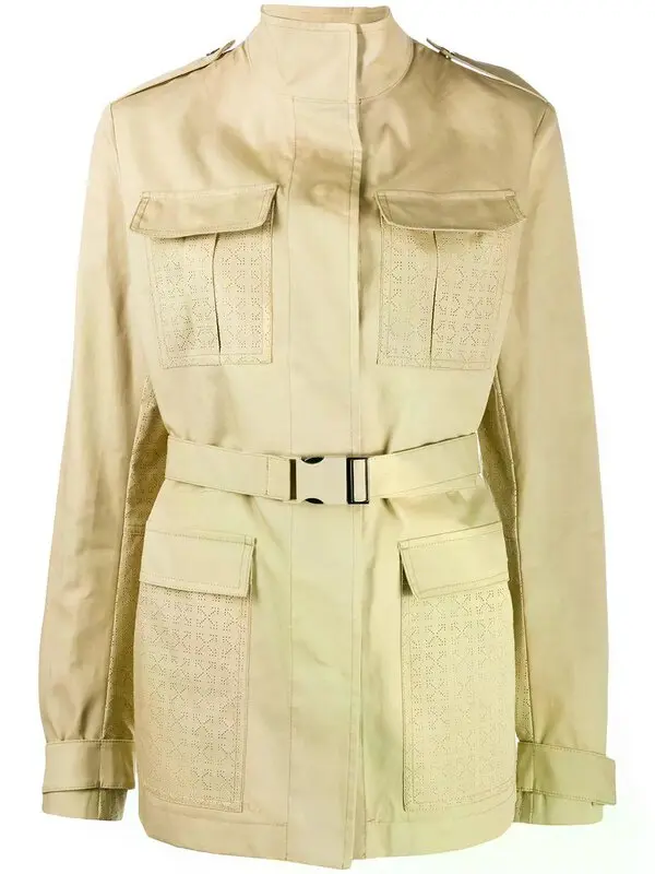 Off-White Perforated Short Trench Coat