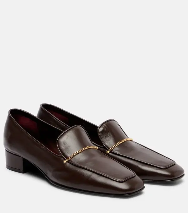 HERBERT LEVINE Fair And Square 30 Leather Loafer Pumps - Brown