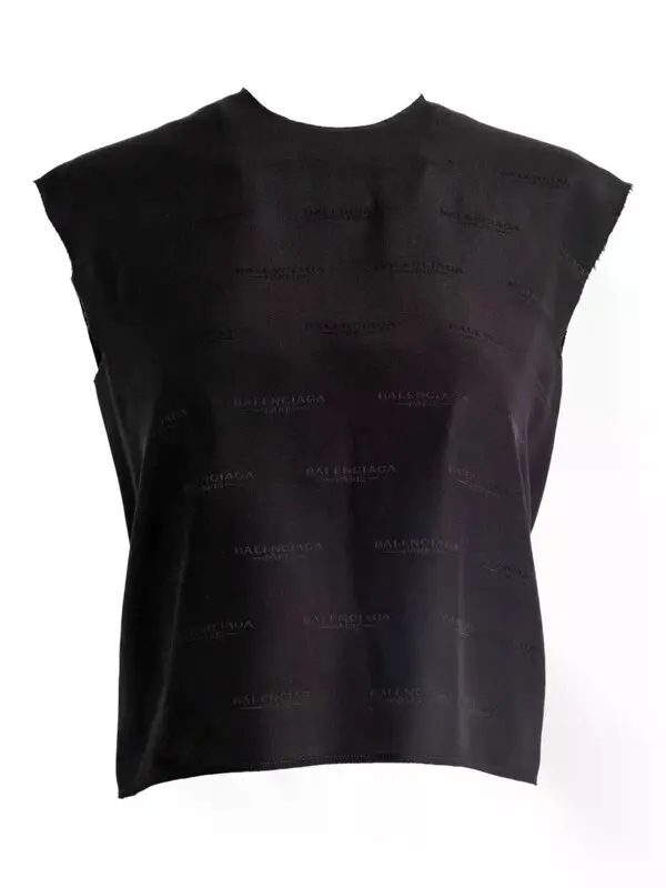 Balenciaga Logo-print Sleeveless Top - Black