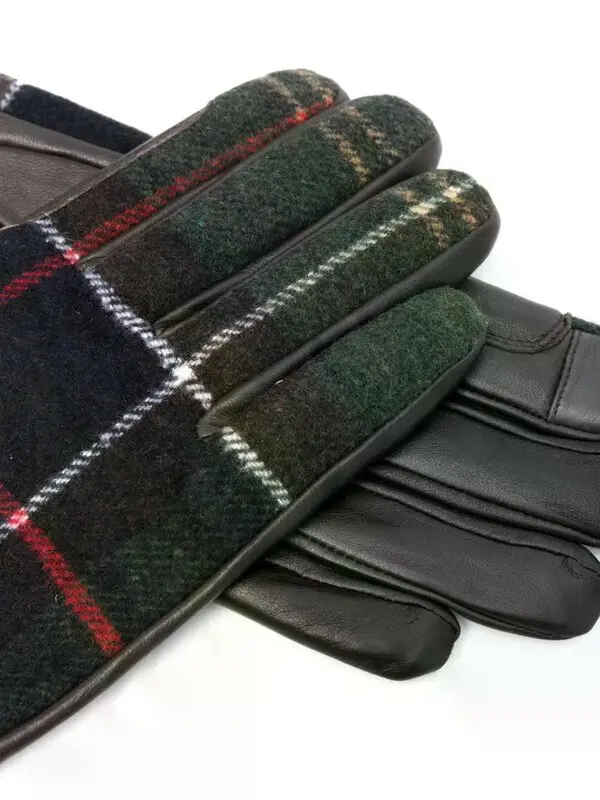 Barbour Aubrey Tartan-check Panelled Leather Gloves