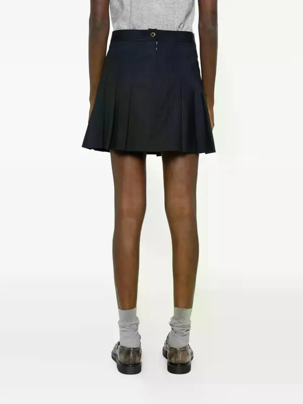 Sandro Pinstriped Pleated Mini Skirt With Officer Buttons