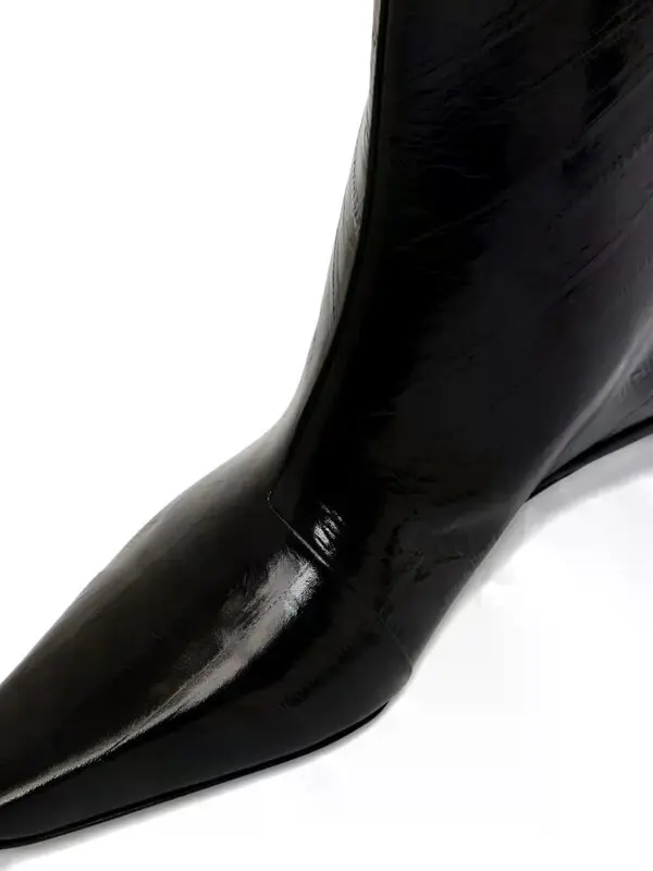 Loulou De Saison 35mm Eel-effect Leather Bevelled-toe Boots