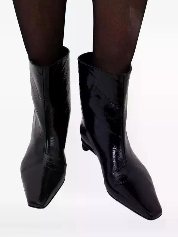 Loulou De Saison 35mm Eel-effect Leather Bevelled-toe Boots