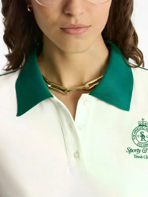Sporty & Rich Contrast Collar Polo Top
