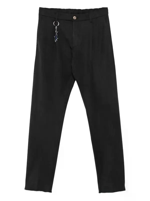 Paul & Shark Pleated Trousers With Shark Keychain Detail - Black